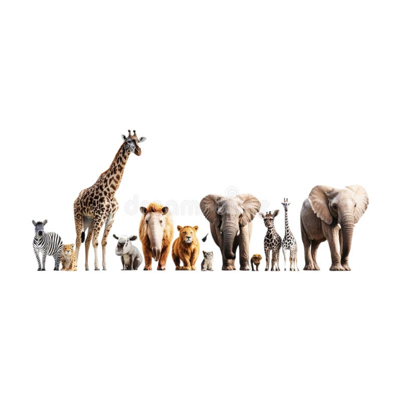 PNG Group of Animals on Transparent Background Stock Illustration ...