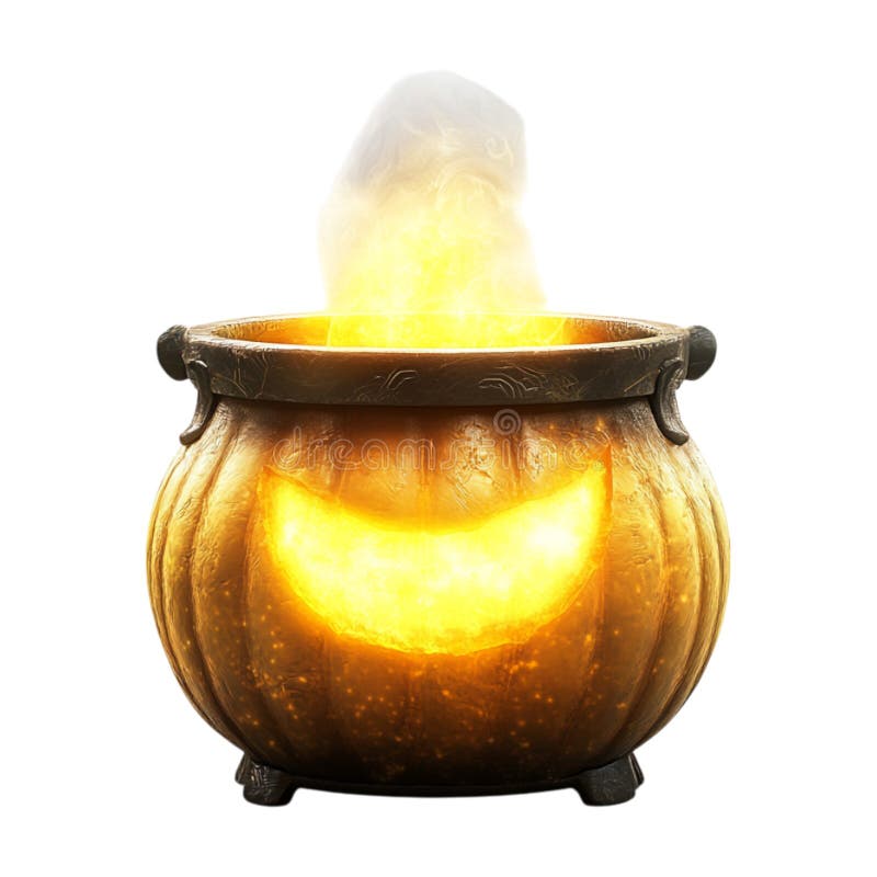 PNG Halloween Cauldron with Fire and Smoke on Transparent Background ...