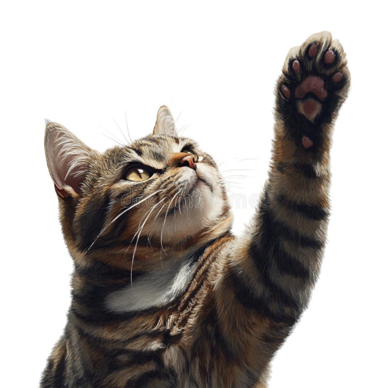 PNG Kitten Waving Paw on Transparent Background Stock Illustration ...