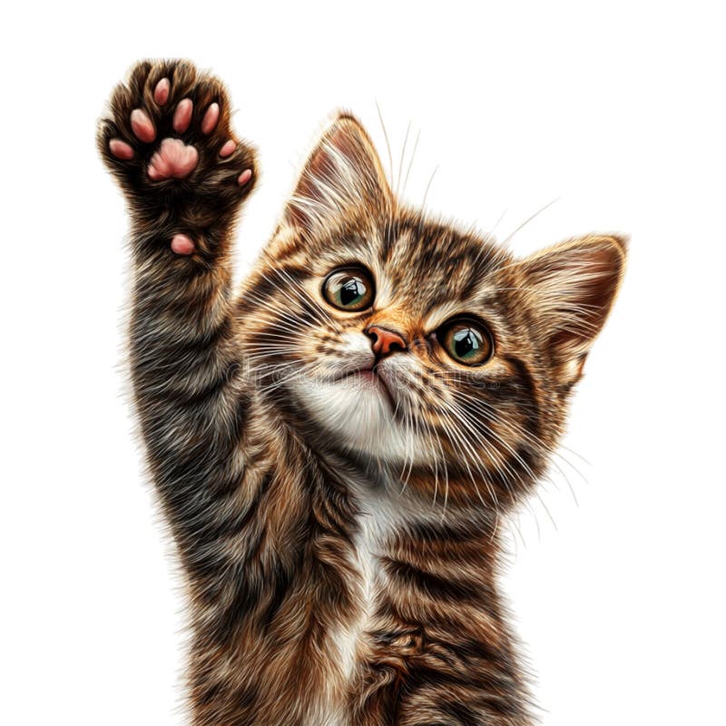 PNG Kitten Waving Paw on Transparent Background Stock Illustration ...
