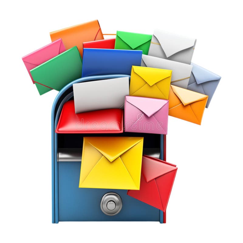 PNG Mail Envelops in a Mail Box on Transparent Background - Ai Generated Stock Illustration ...