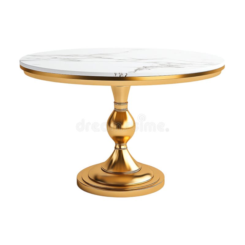 PNG Marble Top Dining Table with Gold Base on Transparent Background ...