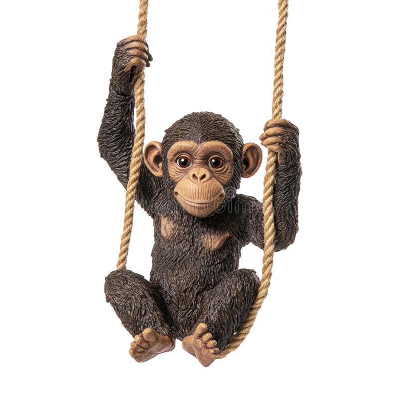 PNG Monkey Hanging with Rope on Transparent Background - Ai Generated ...