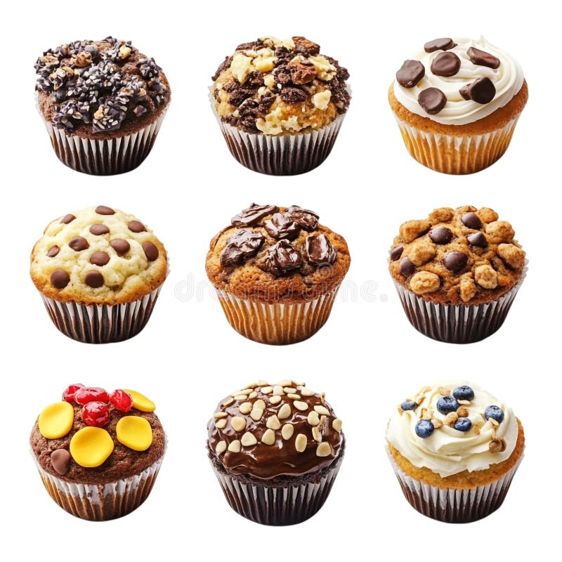 PNG Muffin Set Against Transparent Background Stock Illustration ...