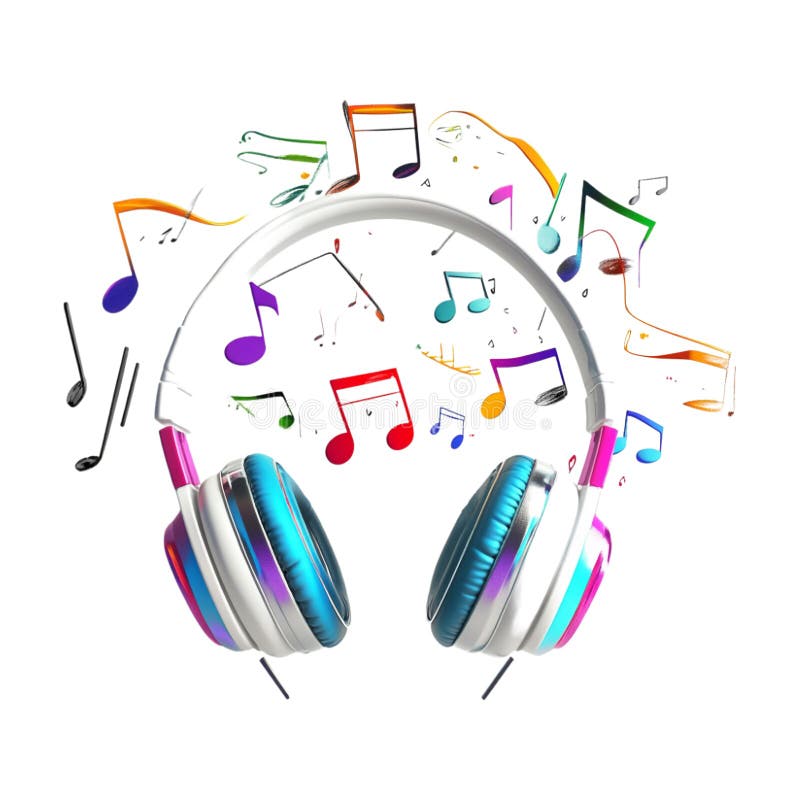 PNG Music Headphone with Musical Notes on Transparent Background - Ai ...