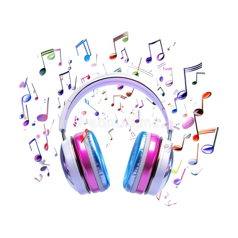 PNG Music Headphone with Musical Notes on Transparent Background - Ai ...
