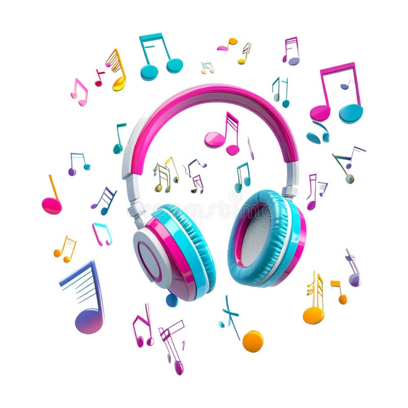 PNG Music Headphone with Musical Notes on Transparent Background - Ai ...
