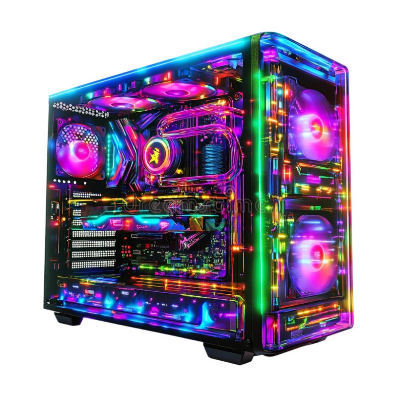 PNG Neon Gaming PC on Transparent Background - Ai Generated Stock ...