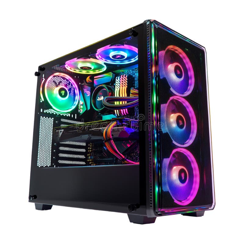 PNG Neon Gaming PC on Transparent Background - Ai Generated Stock ...
