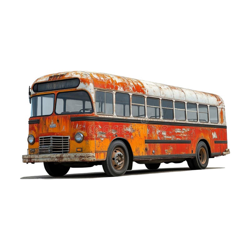 PNG Old Rusted Passenger Bus on Transparent Background - Ai Generated ...