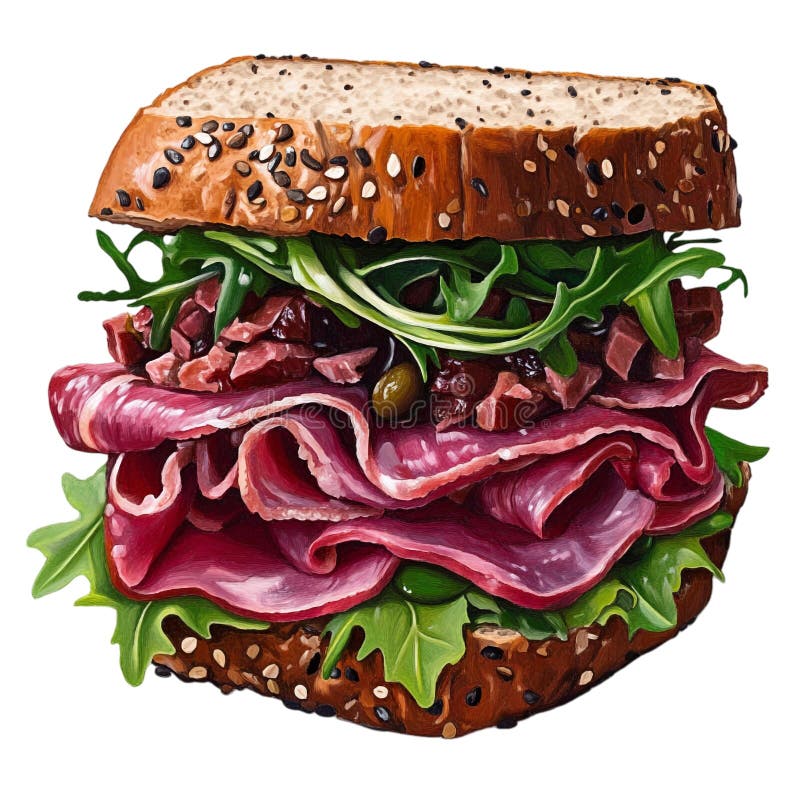 PNG Pastrami on Rye Against Transparent Background Stock Illustration ...
