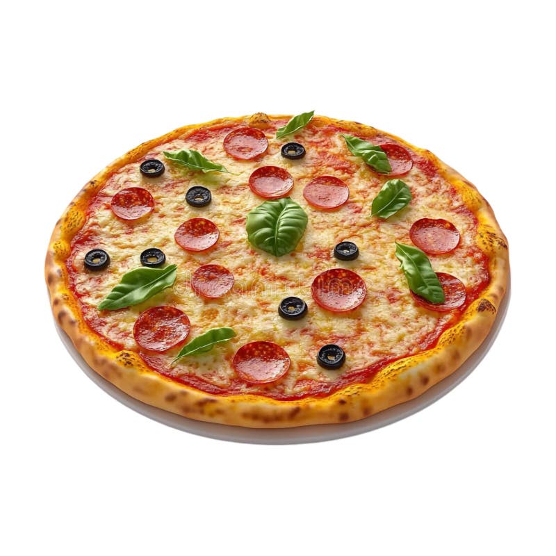 PNG Pepperoni Pizza with Basil on Transparent Background Stock ...