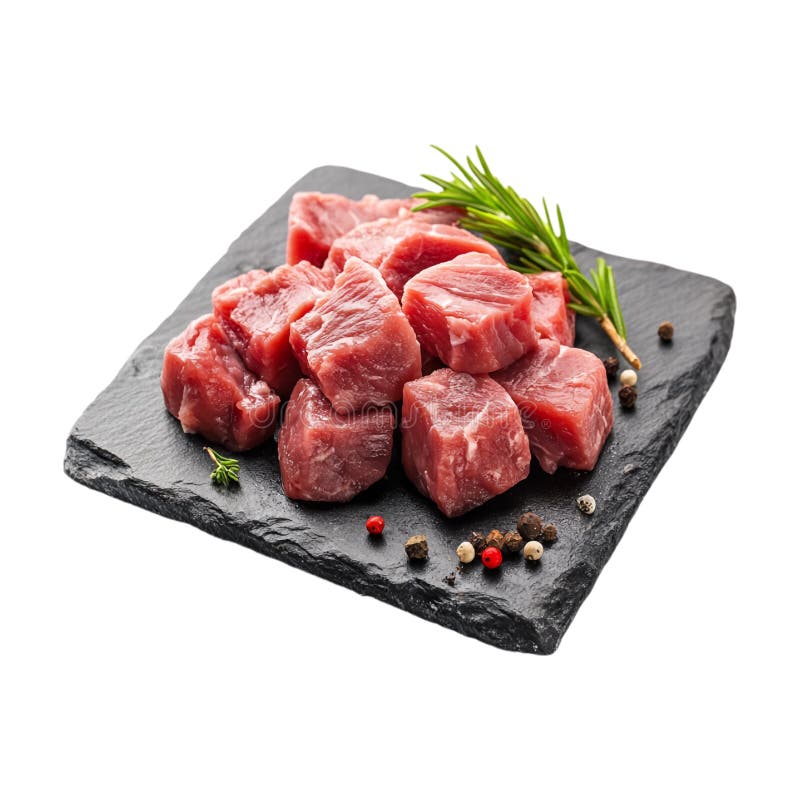 PNG Pieces of Square Meat Cubes on Square Stone on Transparent ...