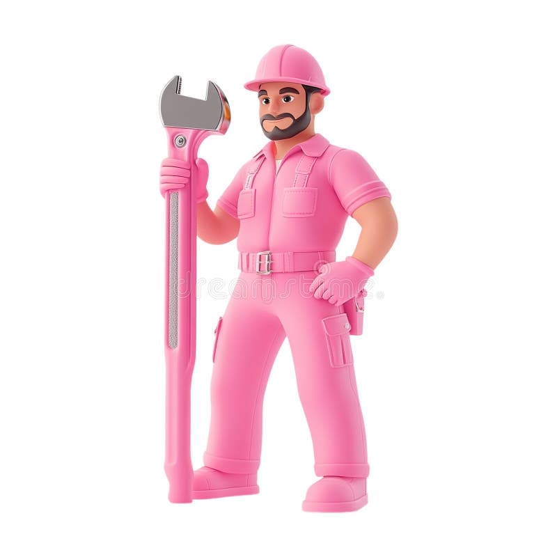PNG Pink Construction Worker Cartoon on Transparent Background - Ai ...