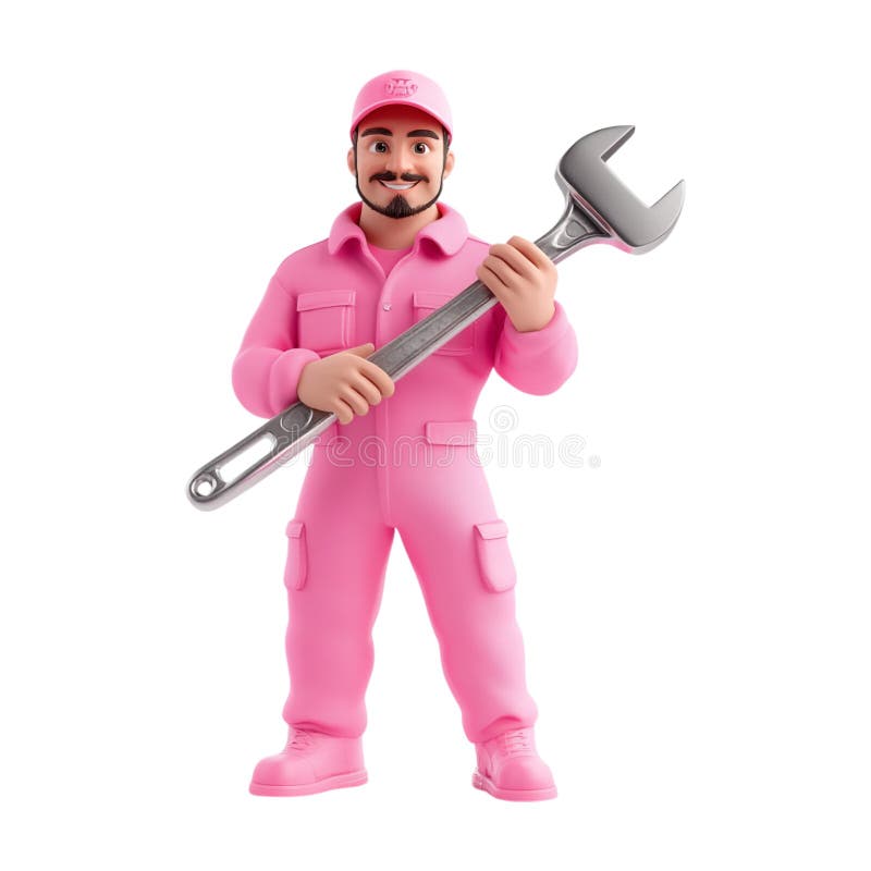 PNG Pink Construction Worker Cartoon on Transparent Background - Ai ...