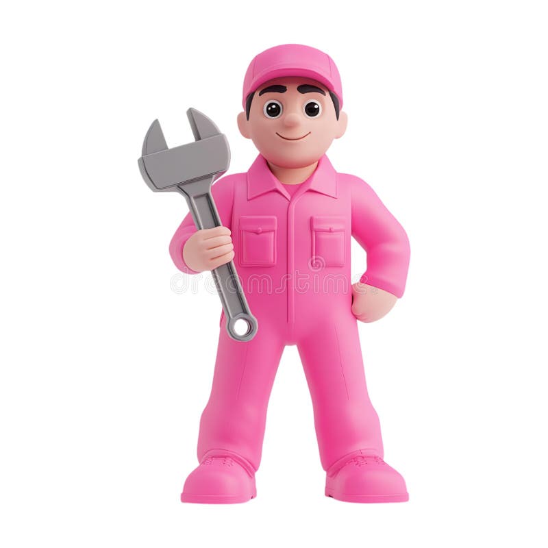 PNG Pink Construction Worker Cartoon on Transparent Background - Ai ...