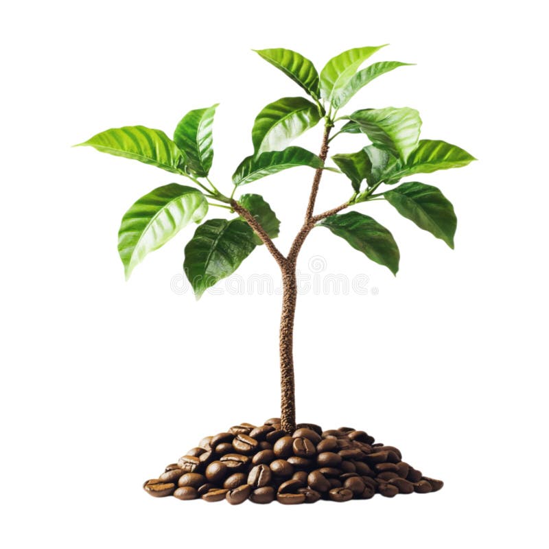 PNG Plant Growing between Coffee Beans on Transparent Background - Ai ...