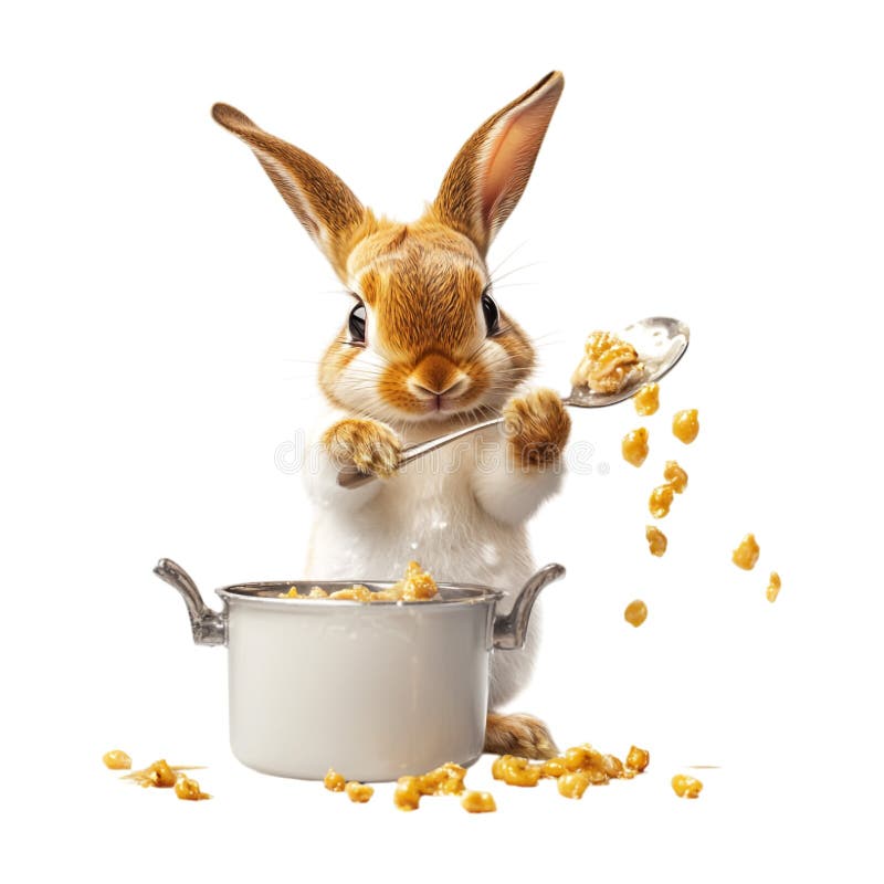 PNG Rabbit Cooking in Pot on Transparent Background Stock Illustration ...