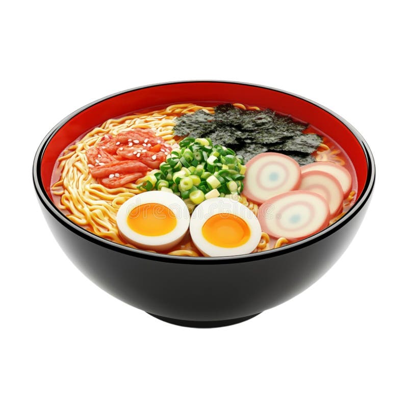 PNG Ramen with Half-Boiled Eggs in Bowl on Transparent Background Stock ...