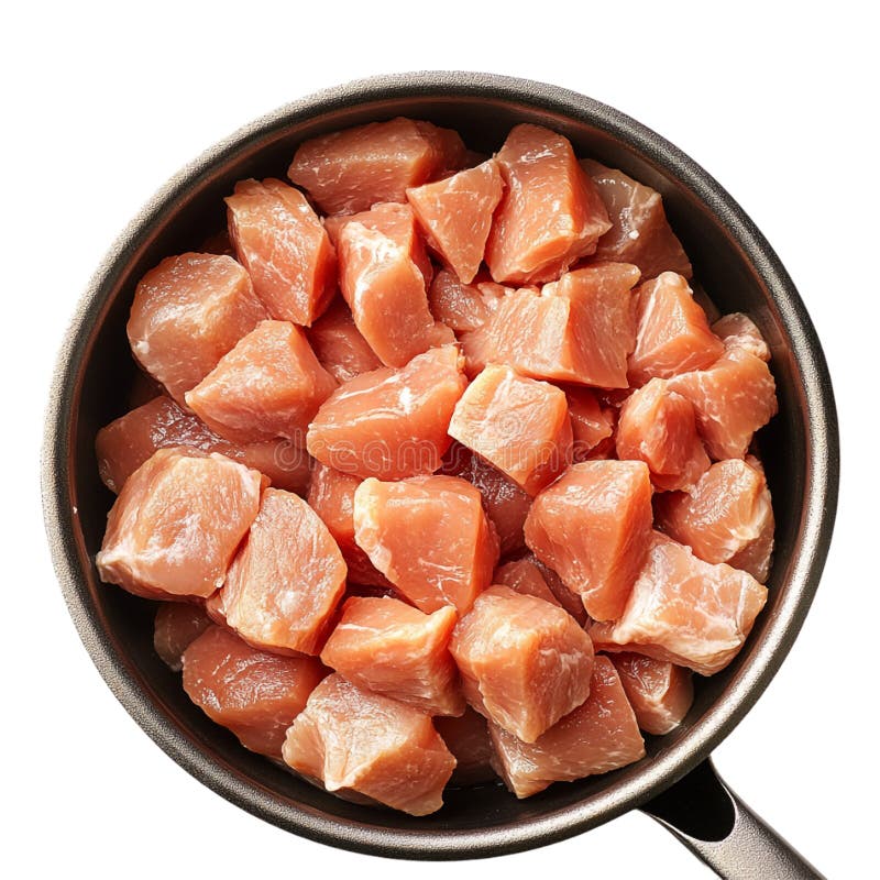 PNG Raw Meat Cubes in a Pan on Transparent Background - Ai Generated ...