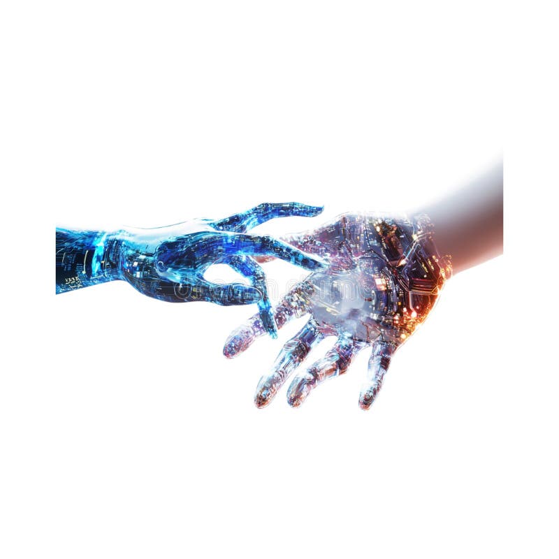 PNG Realistic Humanity and Artificial Intelligence Hand Connection on ...