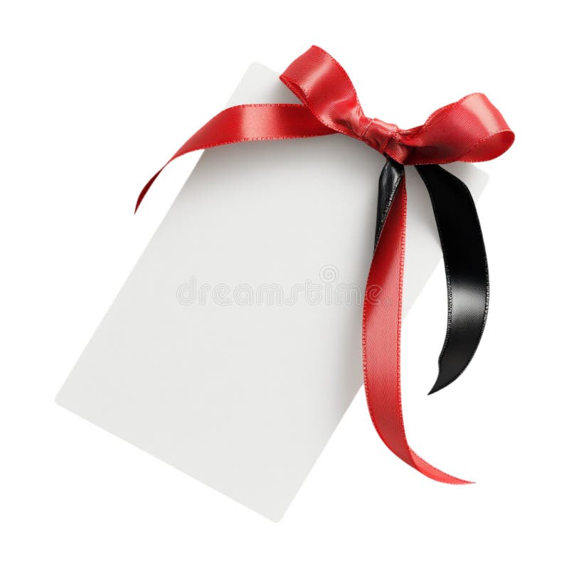 PNG Red Gift Tag with Ribbon Bow on Transparent Background Stock ...