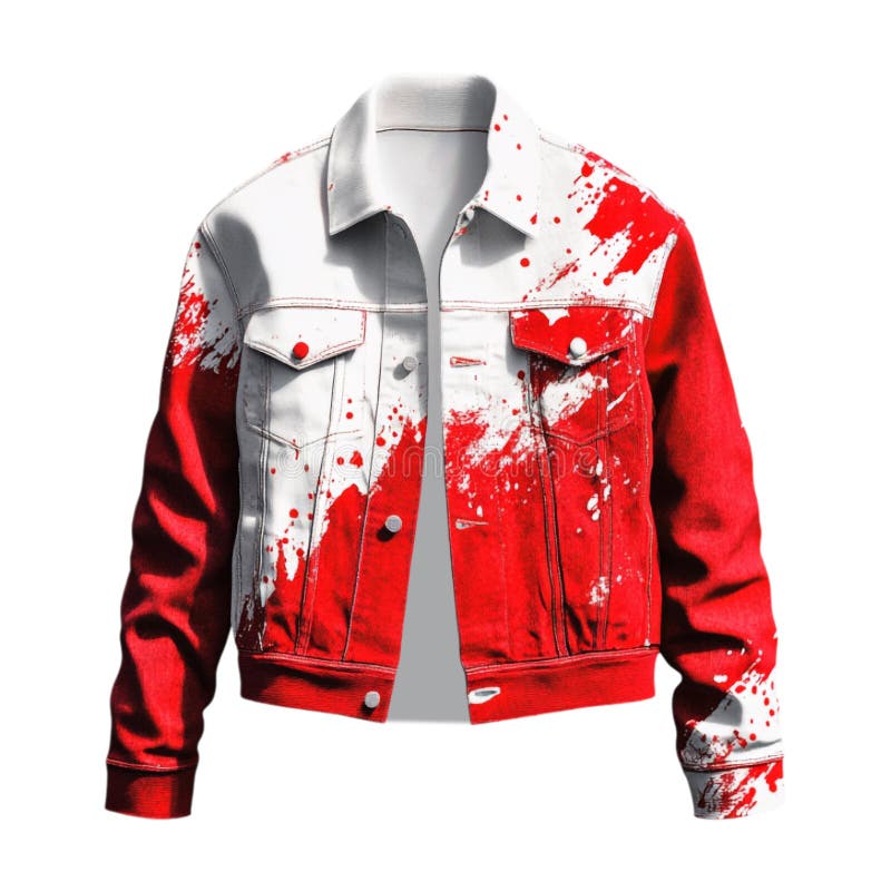 PNG Red and White Paint Splattered Denim Jacket on Transparent ...