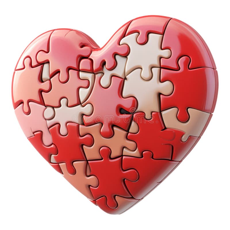 PNG Rendering of a Heart Composed of Interlocking Puzzle Pieces on ...