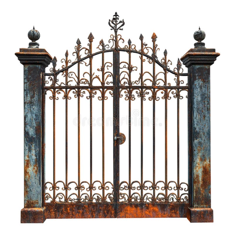 PNG Rusted Gate Against Transparent Background Stock Illustration ...