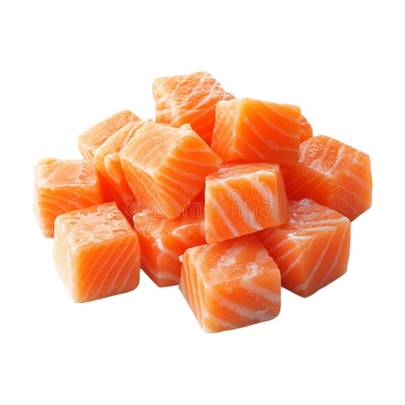 PNG Salmon Fish Cube Slices on Transparent Background - Ai Generated ...