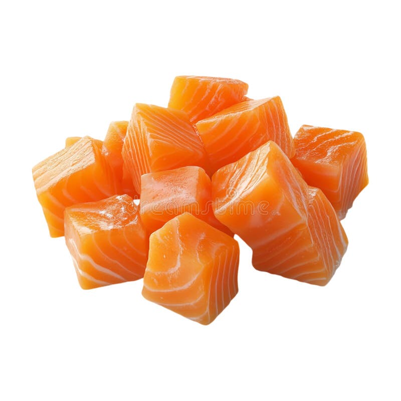 PNG Salmon Fish Cube Slices on Transparent Background - Ai Generated ...