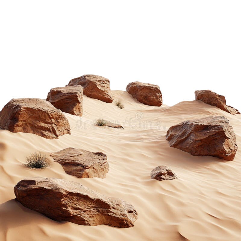 PNG Sand Desert with Stones on Transparent Background - Ai Generated ...