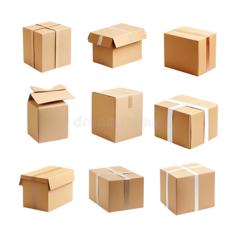 PNG Set of Different Kind of Delivery Boxes on Transparent Background ...