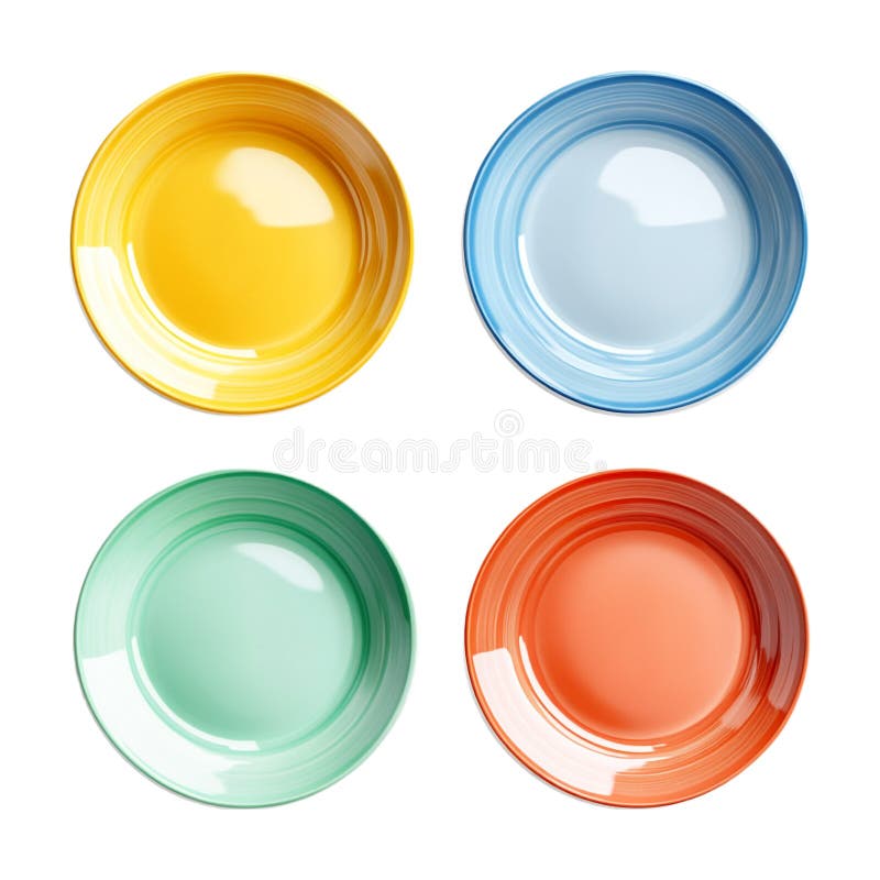 PNG Set of Solid Color Plates on Transparent Background - Ai Generated ...