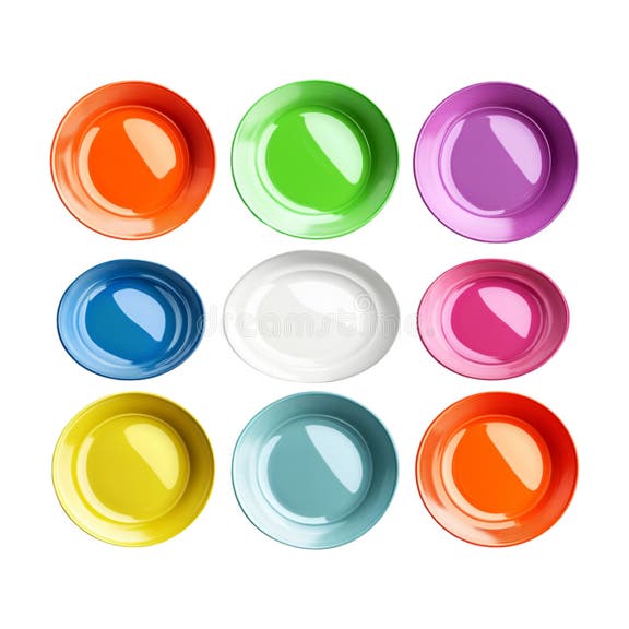 PNG Set of Solid Color Plates on Transparent Background - Ai Generated ...