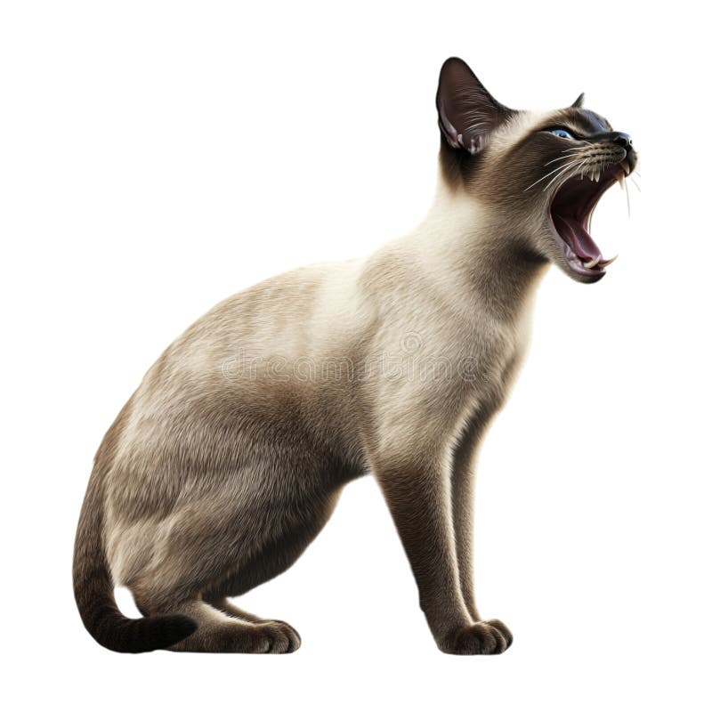 PNG Siamese Cat Yelling on Transparent Background Stock Illustration ...