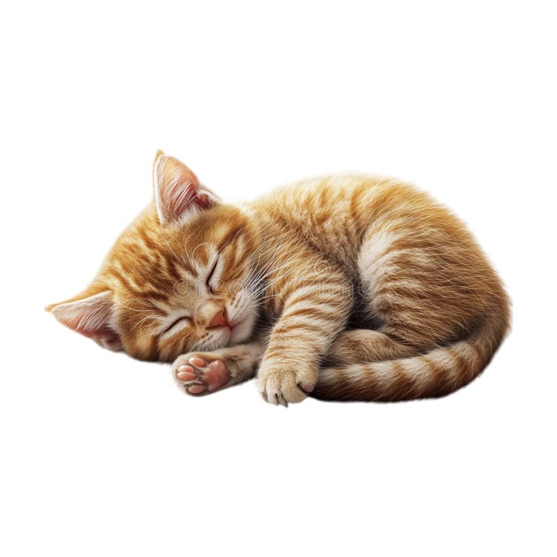 PNG Sleeping Kitten on Transparent Background Stock Illustration ...