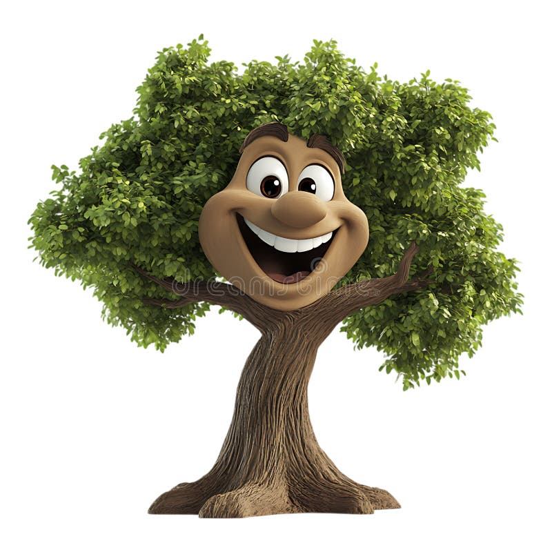 PNG Smiling Tree Cartoon Against a Transparent Background Stock ...