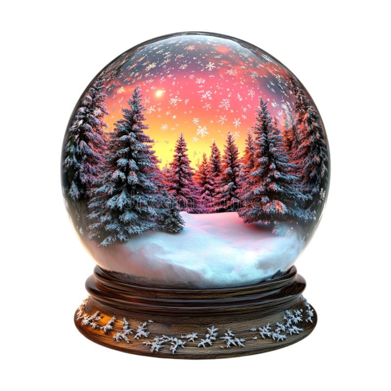 PNG Snow Globe with Winter Forest Scene on Transparent Background Stock ...