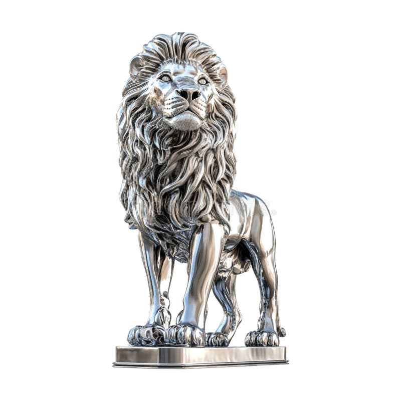 PNG Statue of Silver Lion on Transparent Background - Ai Generated ...