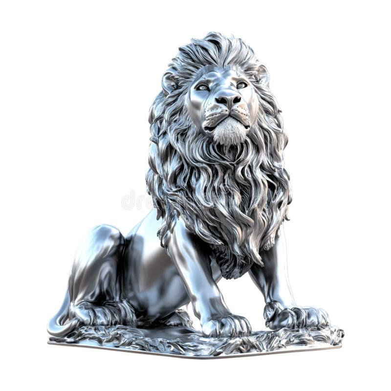 PNG Statue of Silver Lion on Transparent Background - Ai Generated ...