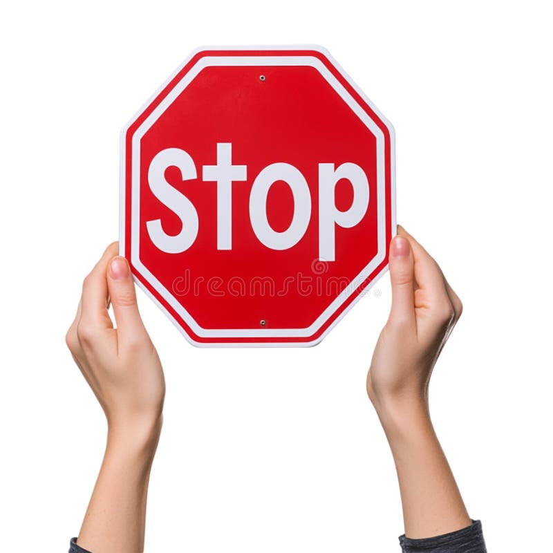 PNG Stop Sign Board in Hands on Transparent Background - Ai Generated ...