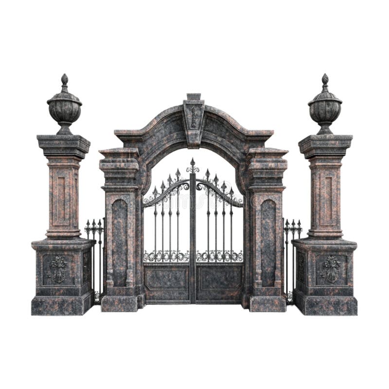 PNG Swing Gate with Castle Turret Design on Transparent Background - Ai ...