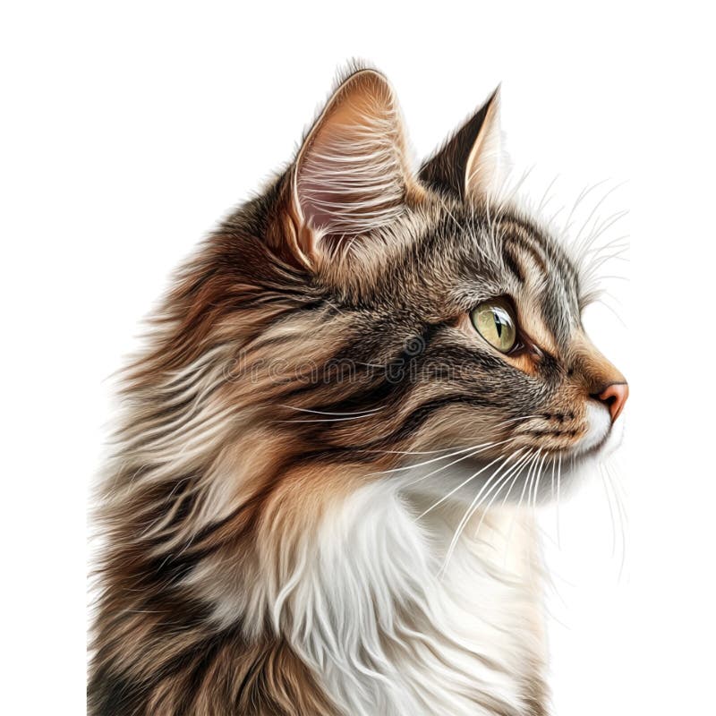 PNG Tabby Cat Portrait on Transparent Background Stock Illustration ...