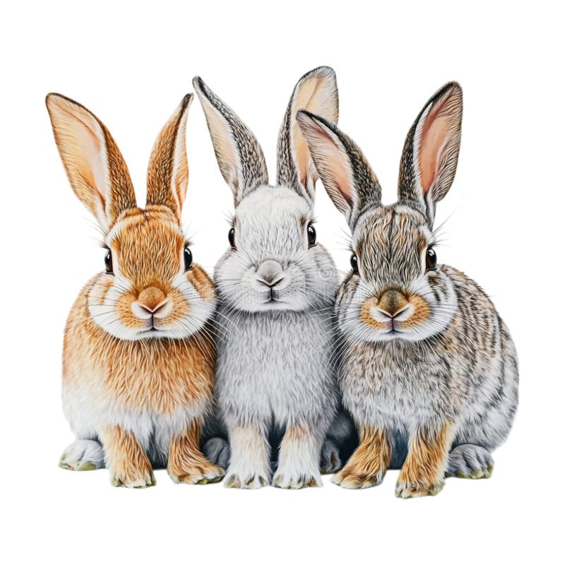 PNG Three Bunnies on Transparent Background Stock Illustration ...