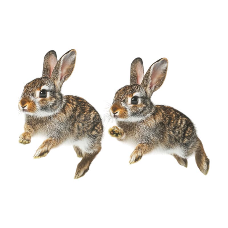 PNG Three Rabbits Running in Snow on Transparent Background Stock ...