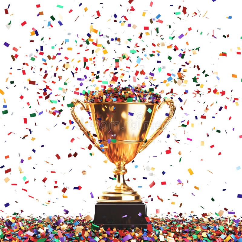 PNG Trophy with Confetti Against Transparent Background Stock ...
