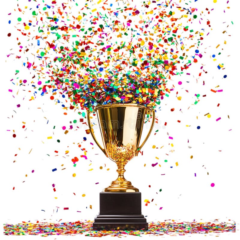 PNG Trophy with Confetti Against Transparent Background Stock ...