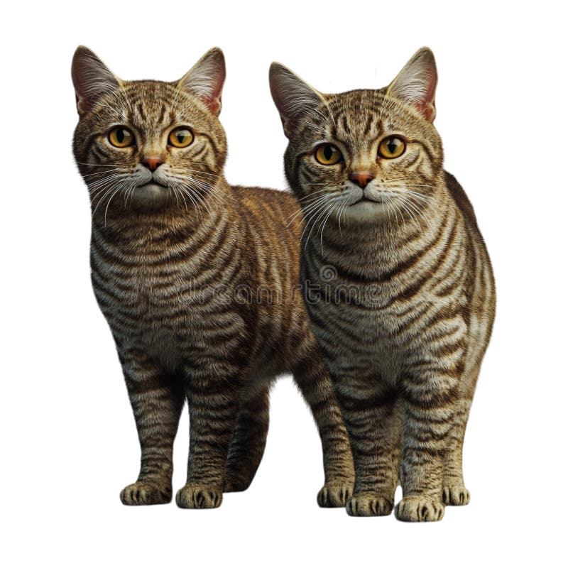 PNG Two Grey Tabby Cats Standing Side by Side on Transparent Background ...