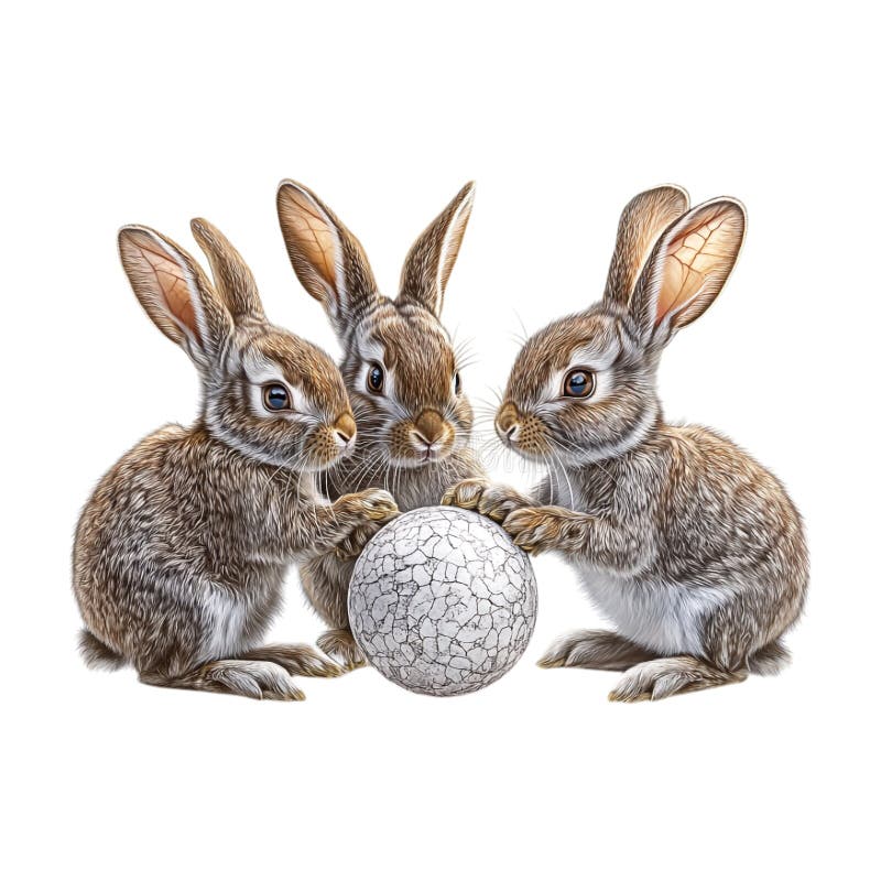 PNG Two Rabbits Playing with Ball on Transparent Background Stock ...